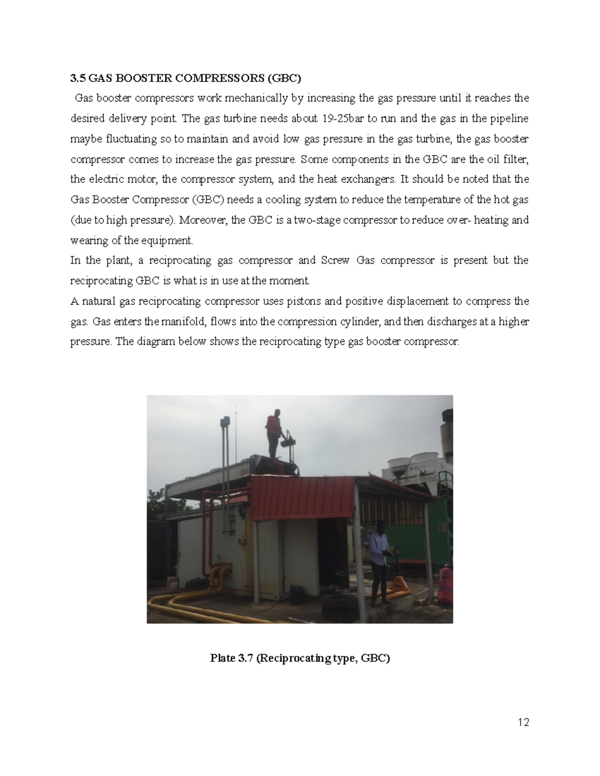 Page 12 - Part of siwes - 3 GAS BOOSTER COMPRESSORS (GBC) Gas booster ...