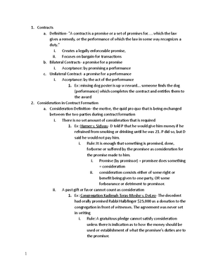 Contracts RUN DOWN - Contracts RUN DOWN PART 1: CONSIDERATION Promise ...