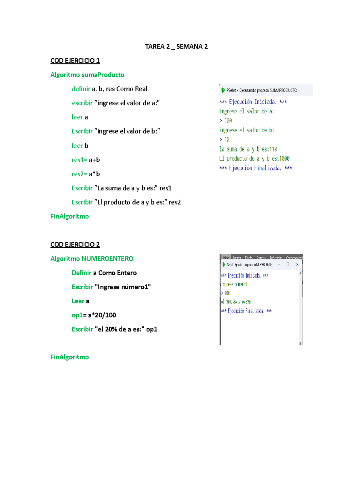 Codigos DE Tareas - Trabajos semanales - TAREA 2 _ SEMANA 2 COD ...