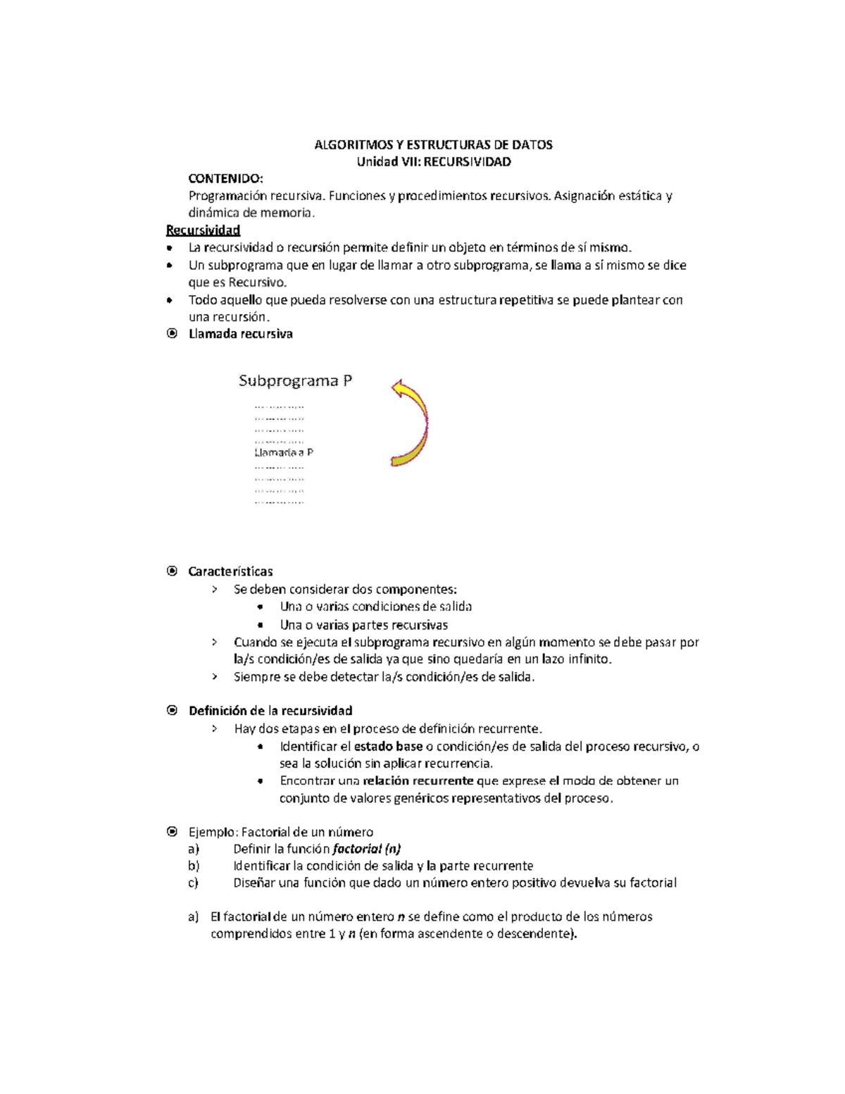 U7 AED Recursividad 2 (7933) - ALGORITMOS Y ESTRUCTURAS DE DATOS Unidad ...