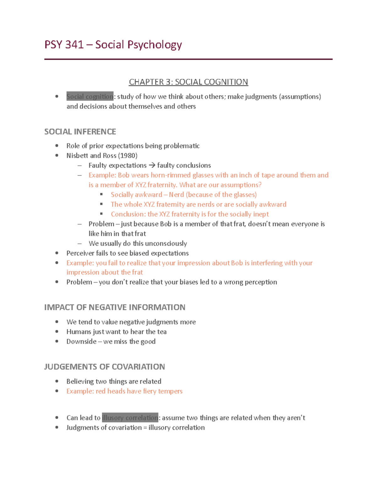 Chapter 3: Social Cognition - PSY 341 – Social Psychology CHAPTER 3 ...