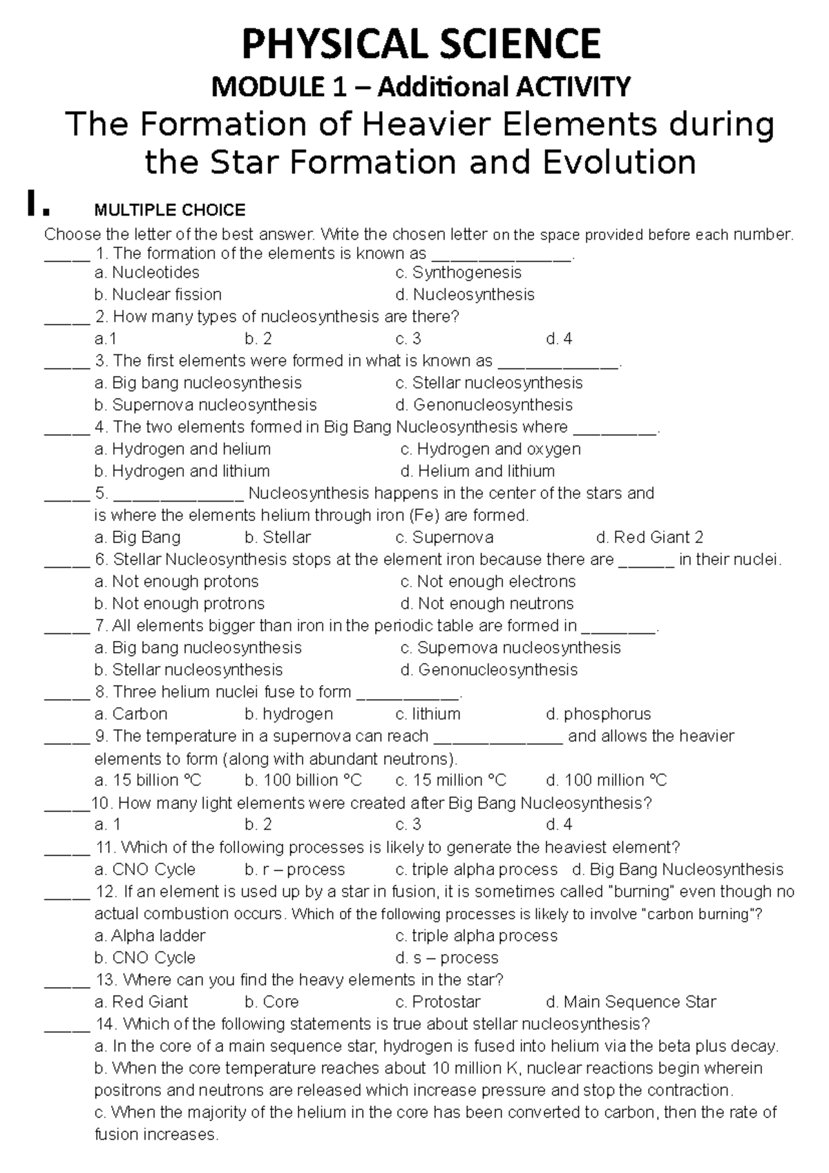 Physical Science ACT1 PHYSICAL SCIENCE MODULE 1 Additional 