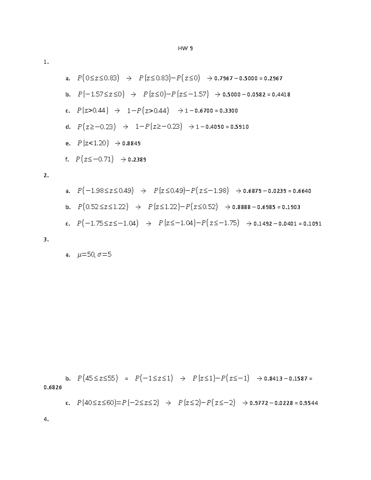 Bus Stats HW 9 - Covers chapter material with equations, tables and and ...