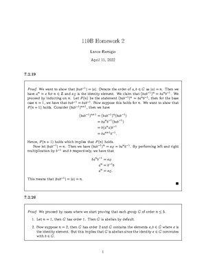 Abstract Algebra 110A Homework 3 - Homework 3 Lance Remigio February 20 ...