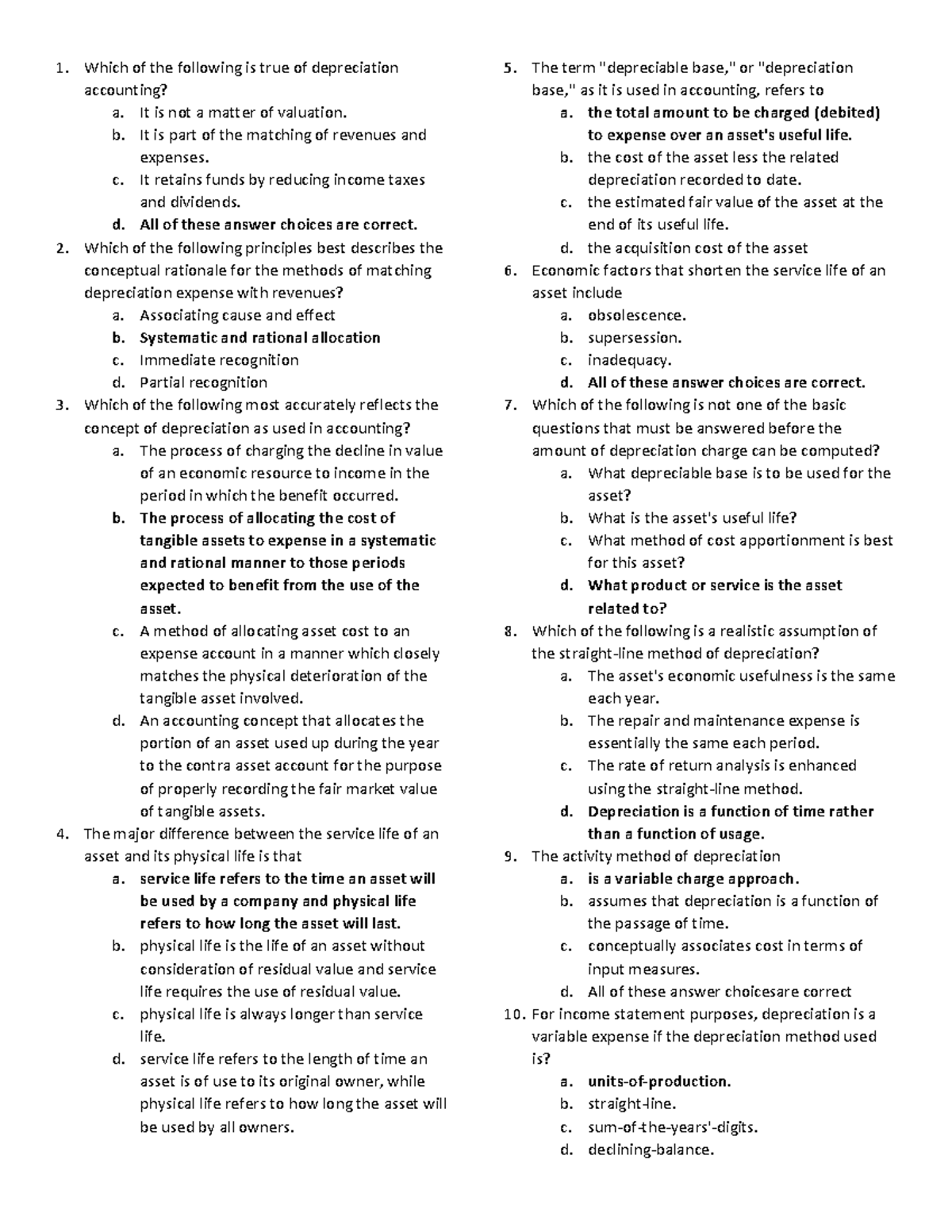 Intermediate Accounting Test Bank Depreciation MC - Which of the ...