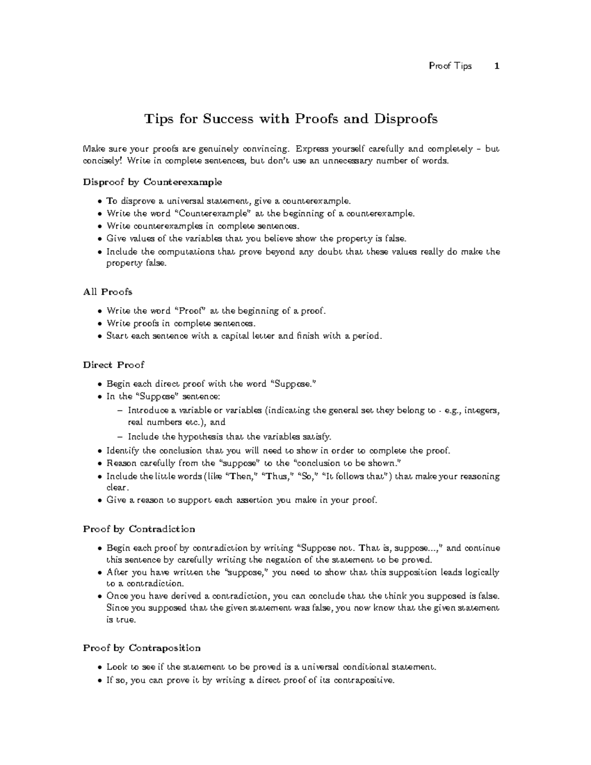 Tips for proofs - Summary Discrete Mathematics - Proof Tips 1 Tips for ...