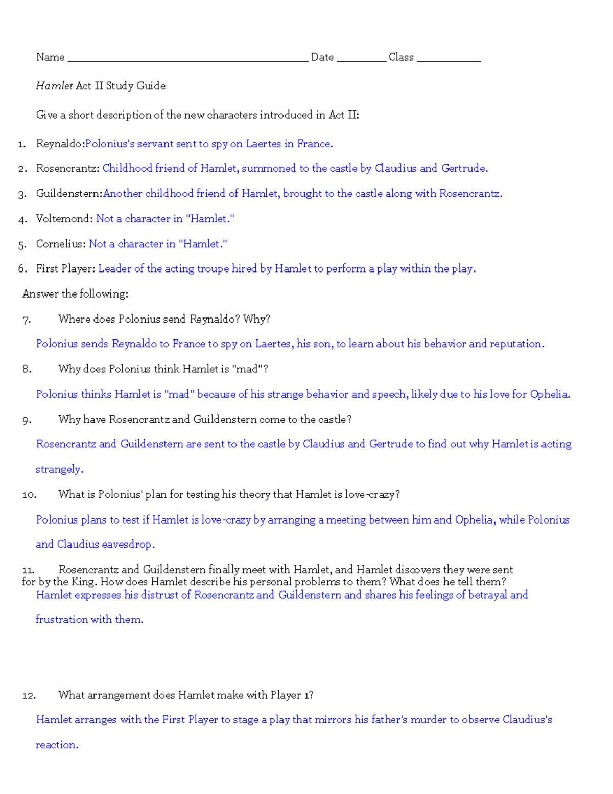 Copy of Hamlet Act II Study Guide - Name ...