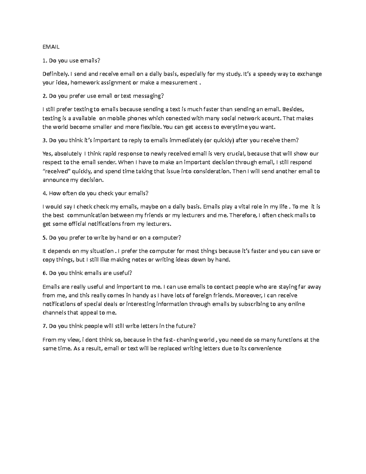 Speaking Email - EMAIL Do you use emails? Definitely. I send and ...