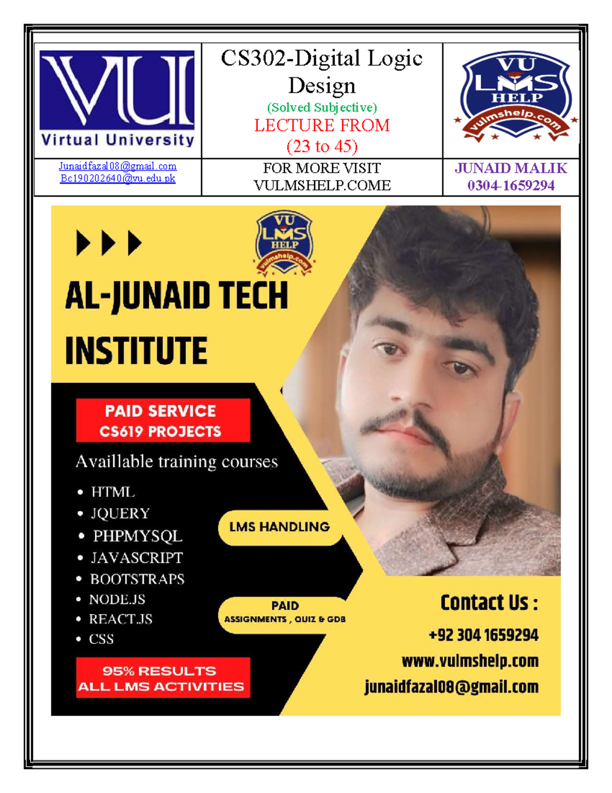 CS302 Solved Subjective Final TERM BY Junaid - CS302-Digital Logic ... CS302 Solved Subjective Final TERM BY Junaid - CS302-Digital Logic ...