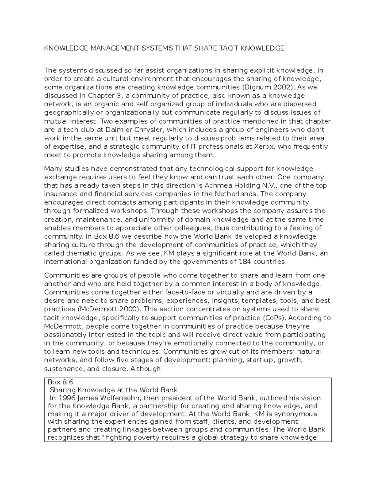 Knowledge Management Systems THAT Share Tacit Knowledge - KNOWLEDGE ...