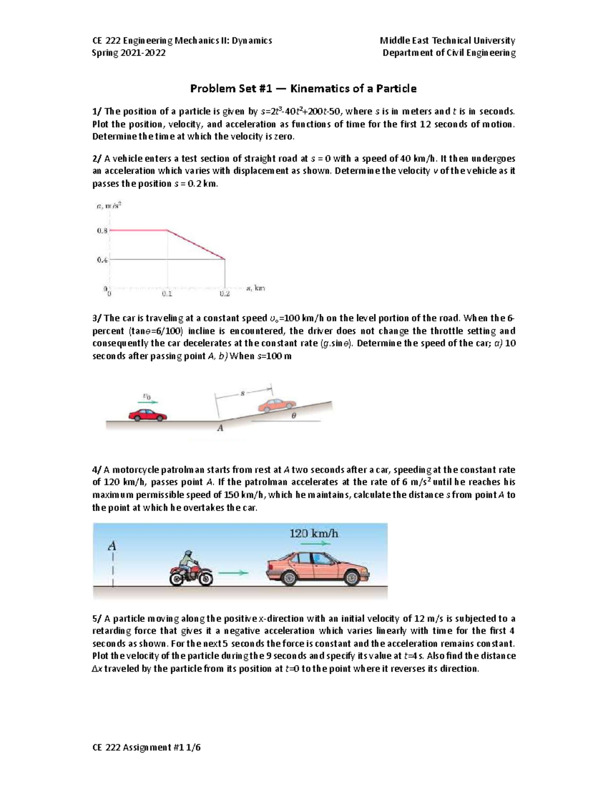 Problem Set #1 Kinematics of a Particle - Spring 2021-2022 Department ...