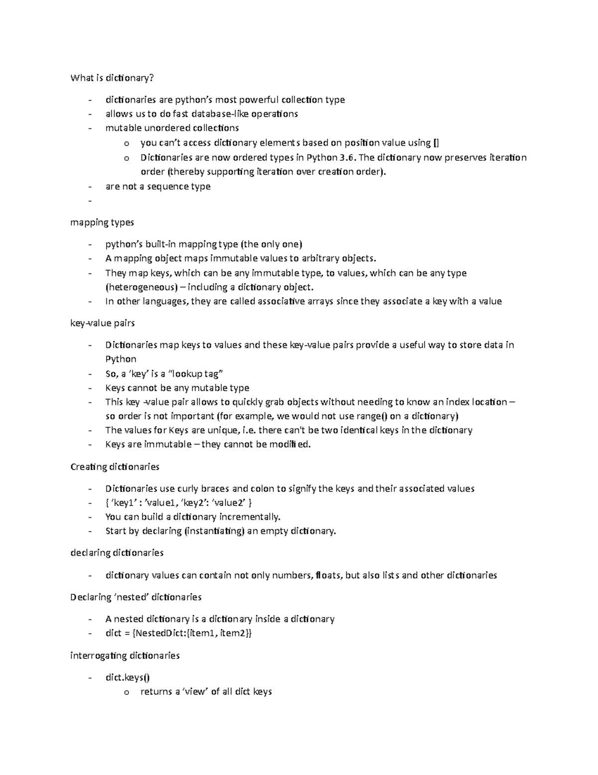 Lecture 14 Dictionary - What is dictionary? dictionaries are python’s ...