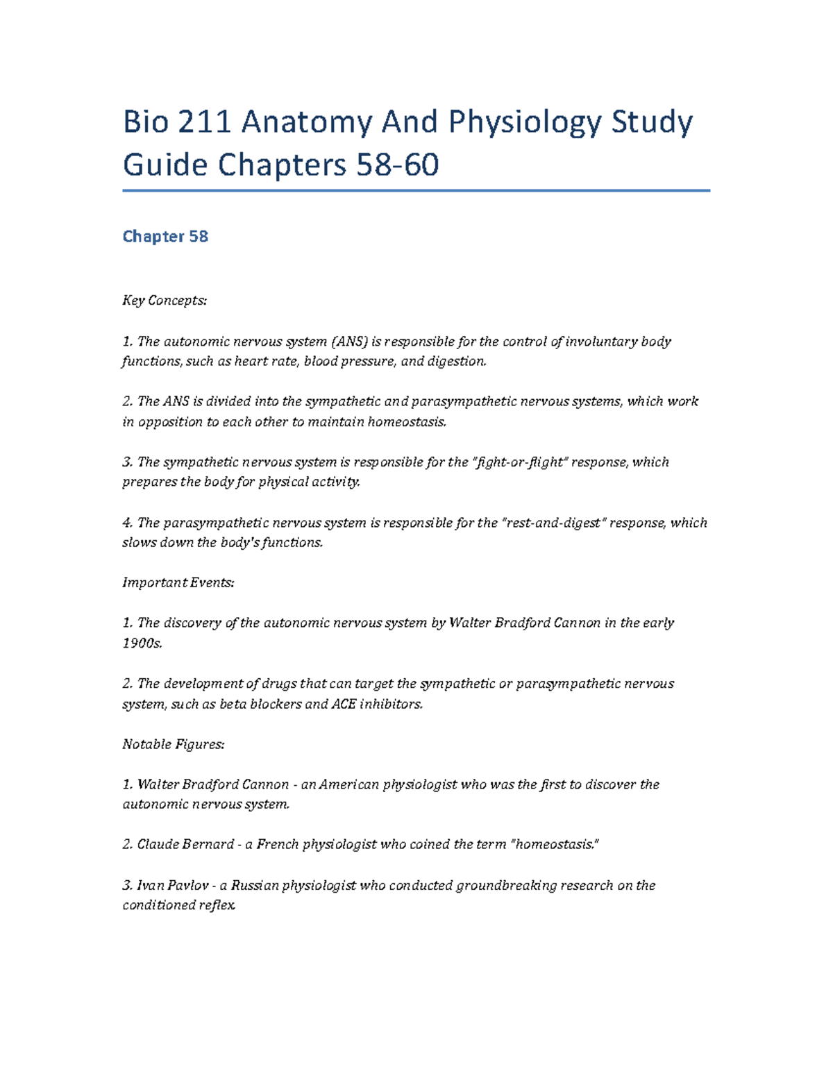 Bio 211 Anatomy And Physiology Study Guide Chapters 58-60 - Bio 211 ...