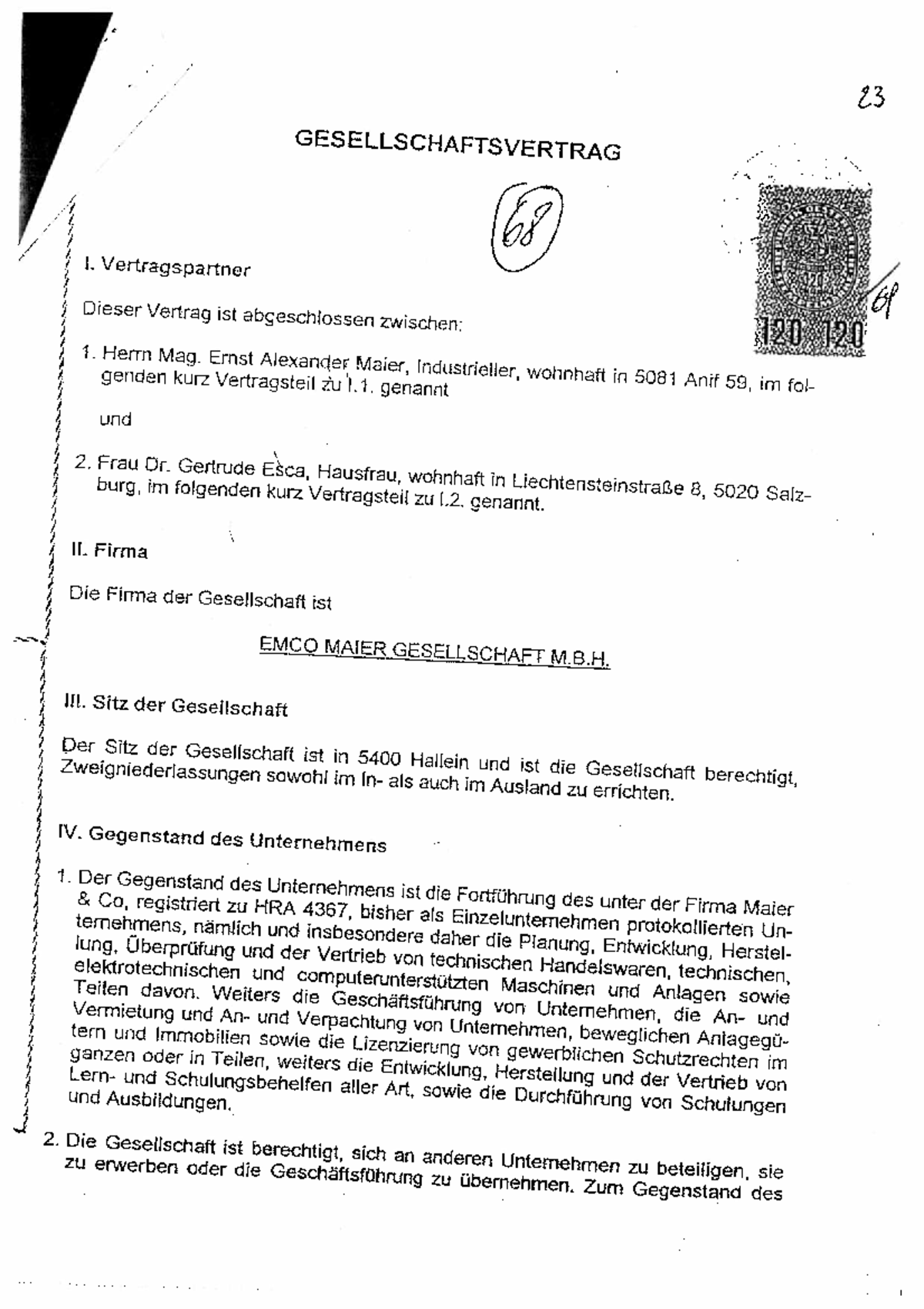 Muster Gesellschaftsvertrag - Gesellschafts- und Kapitalmarktrecht ...