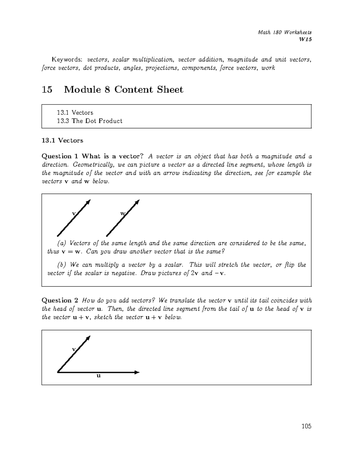 Module 8 - Lecture notes 8 - W Keywords: vectors, scalar multiplication ...