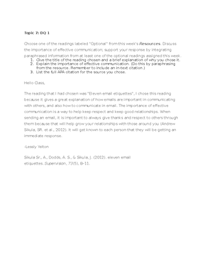 UNV 104 Topic 2 DQ 1 - Topic 2: DQ 1 The topic resources have reviewed ...