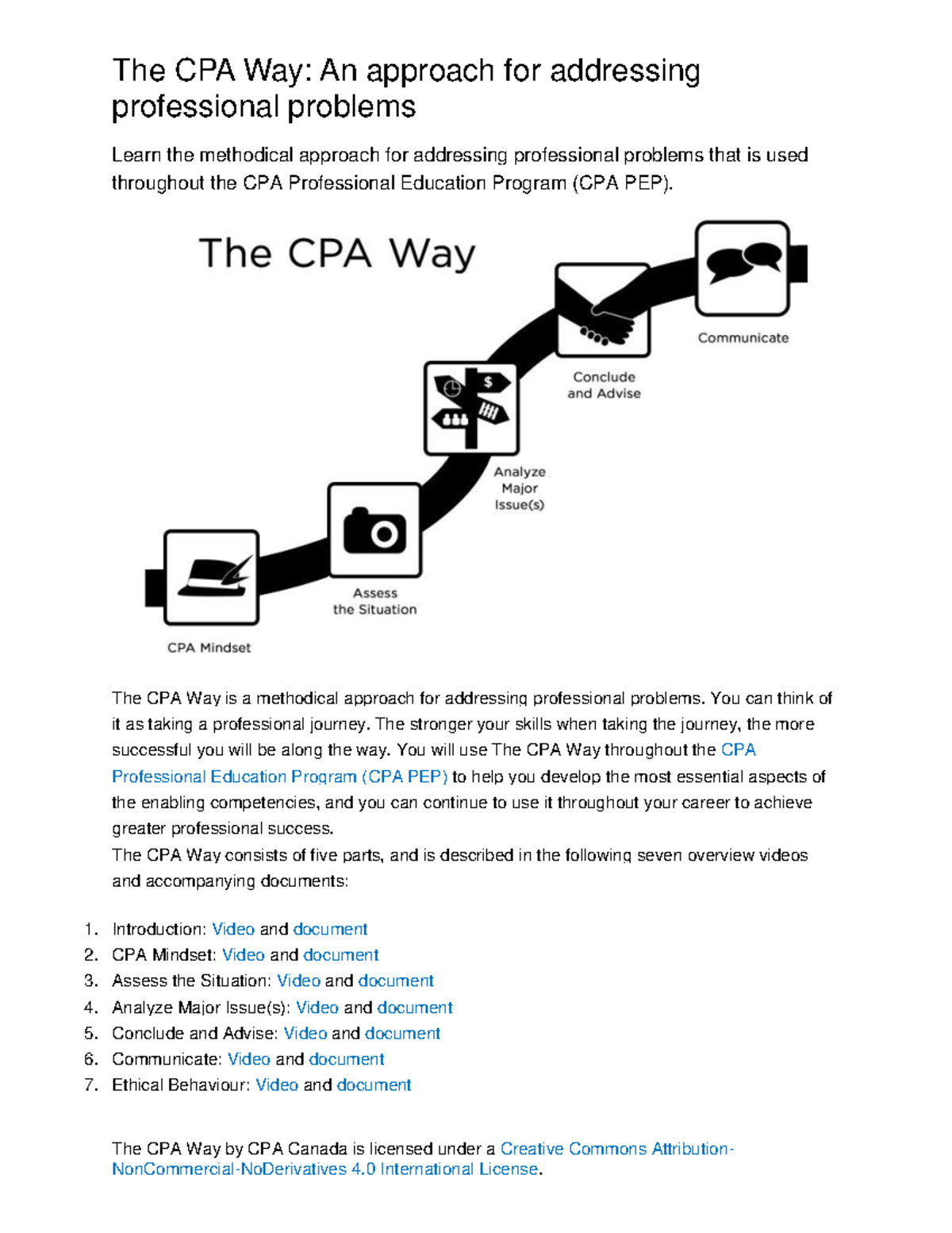 The CPA Way Overview - The CPA Way by CPA Canada is licensed under a ...