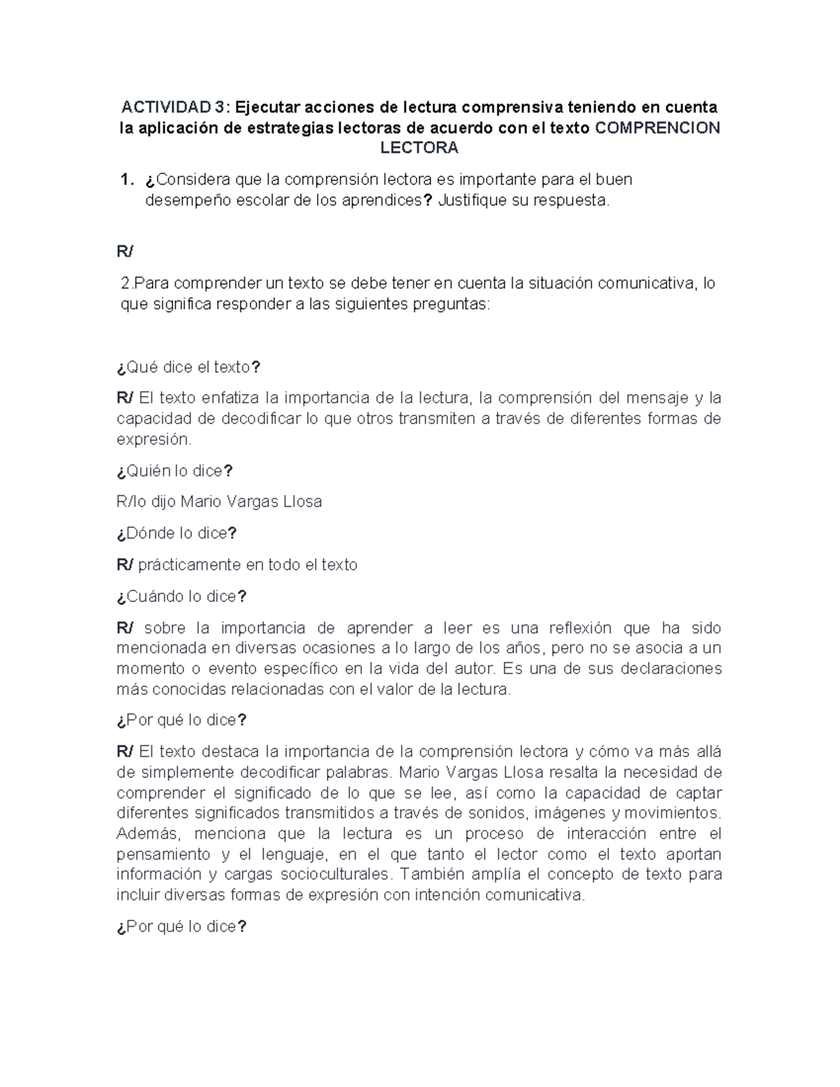 Comprencion lectora ,textos actv,3 (1) - ACTIVIDAD 3: Ejecutar acciones ...