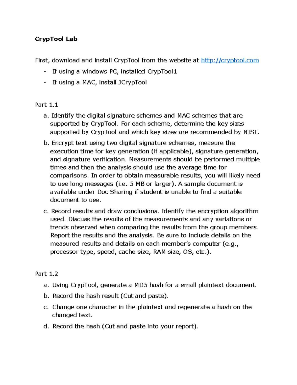 It543 assignment cryptool lab - CrypTool Lab First, download and install CrypTool from the ...