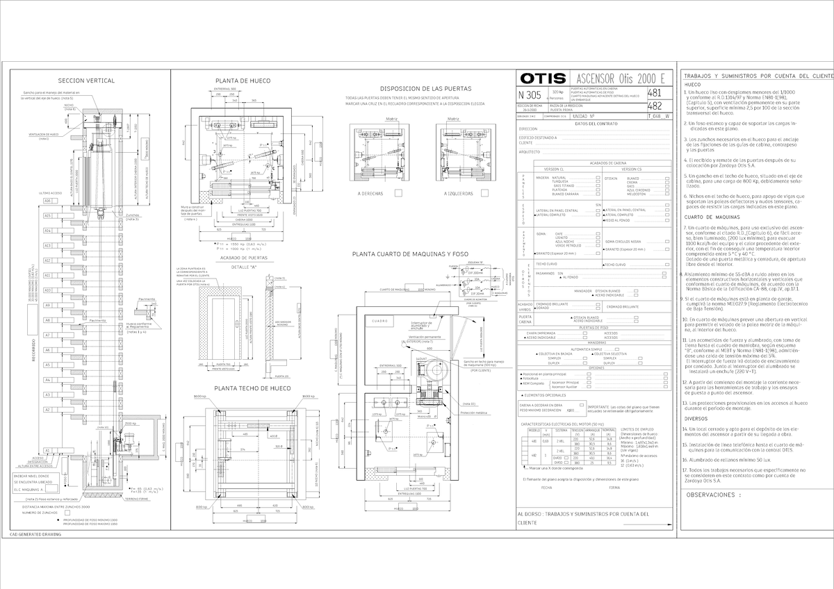 CAD Ascensor OTIS-Layout 2 - PLANTA DE HUECO TODAS LAS PUERTAS DEBEN ...