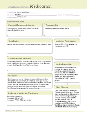 ATI Med sheet pyridostigmine - ACTIVE LEARNING TEMPLATES TherapeuTic ...