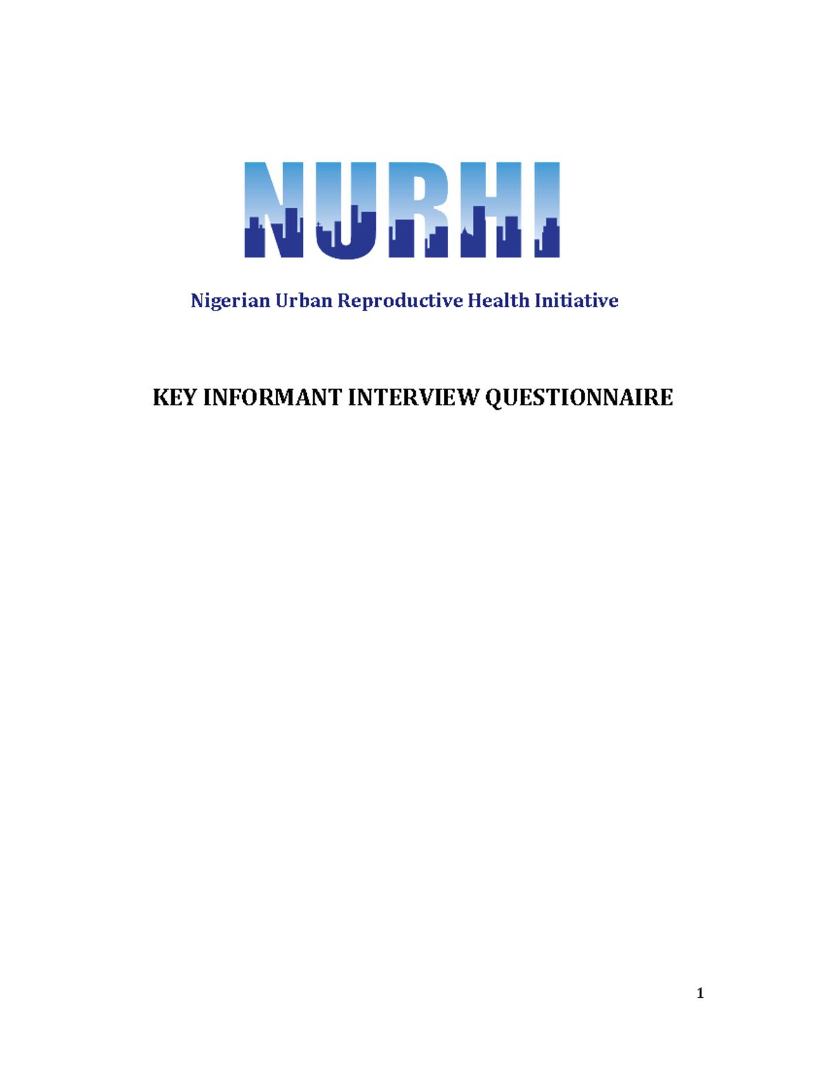 Key Informant Interviews Questionnaire 2 - KEY INFORMANT INTERVIEW ...