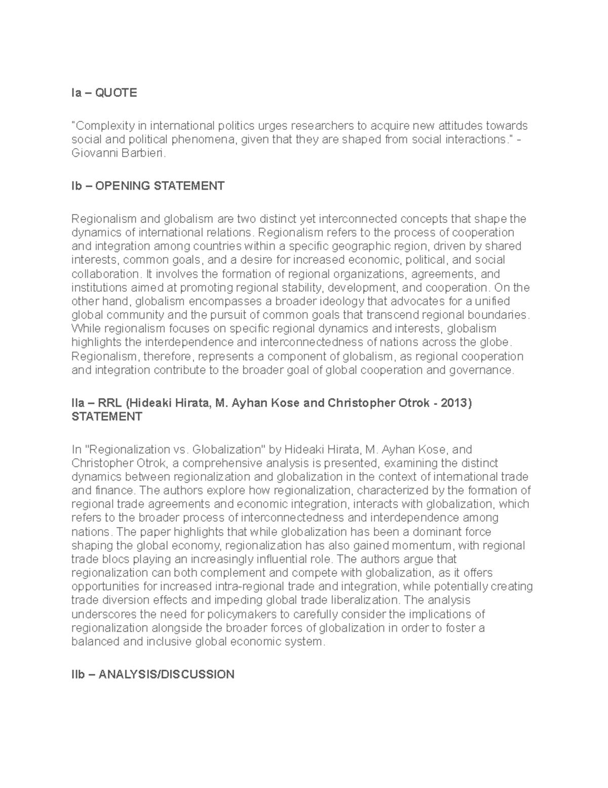 Forum 5 Contemporary World - Ia – QUOTE “Complexity in international ...