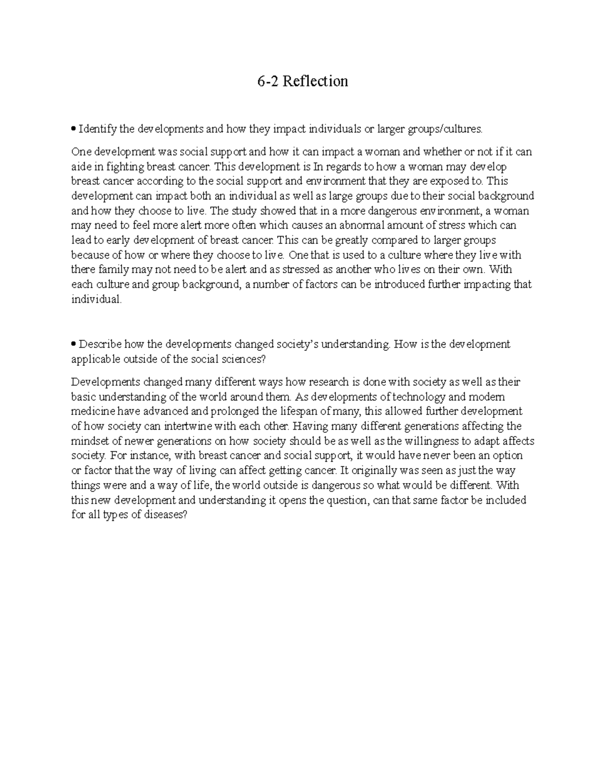 6-2 Reflection - Homework - 6-2 Reflection Identify the developments ...