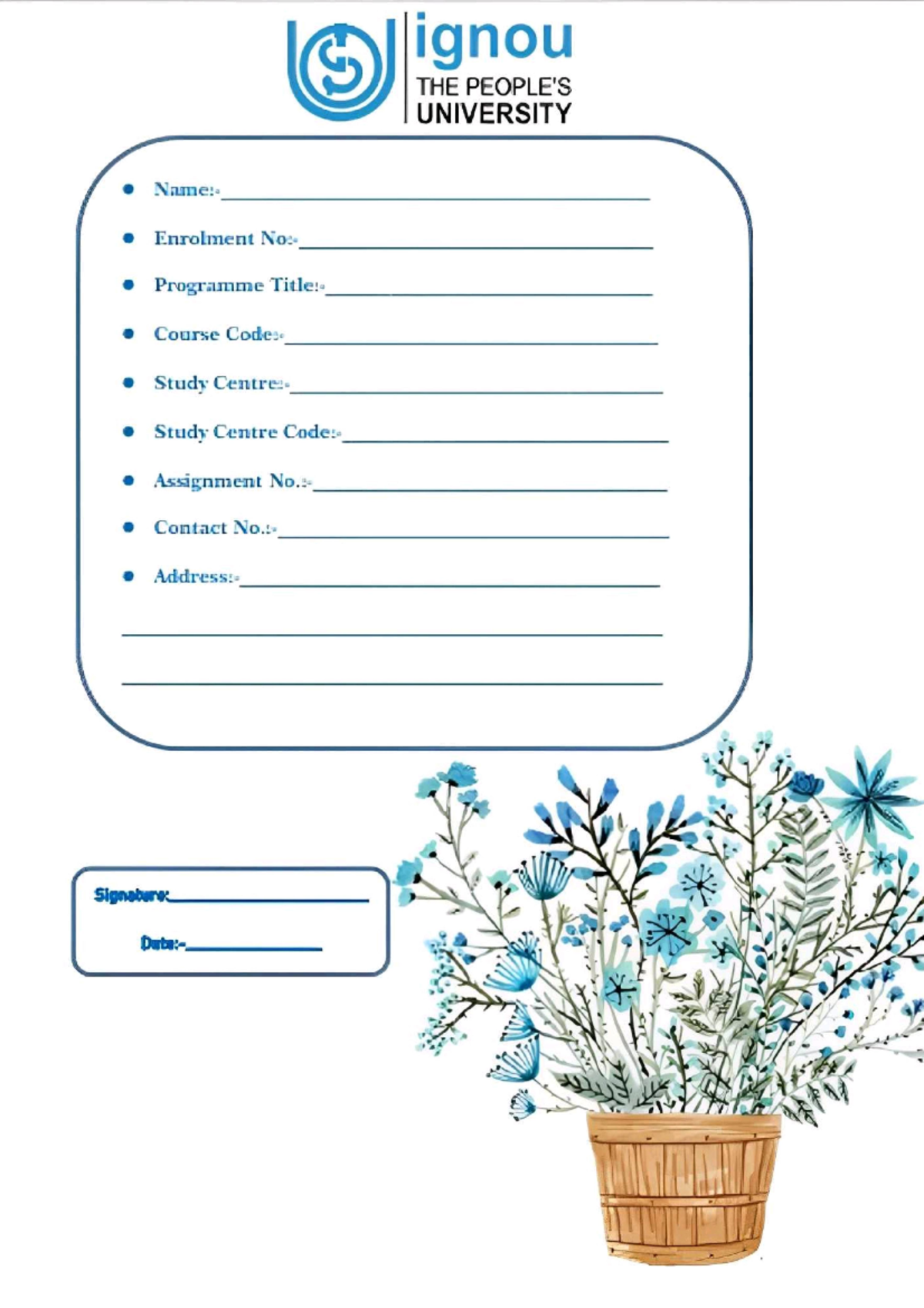 Assignment Front Page - Bachelor of computer application - Studocu