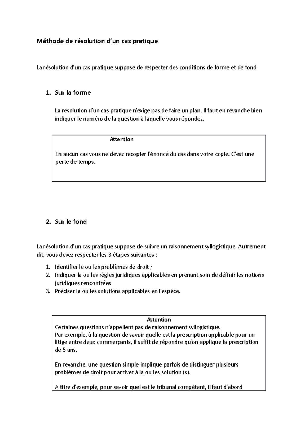 Méthode de résolution dun cas pratique - Méthode de résolution d’un cas ...