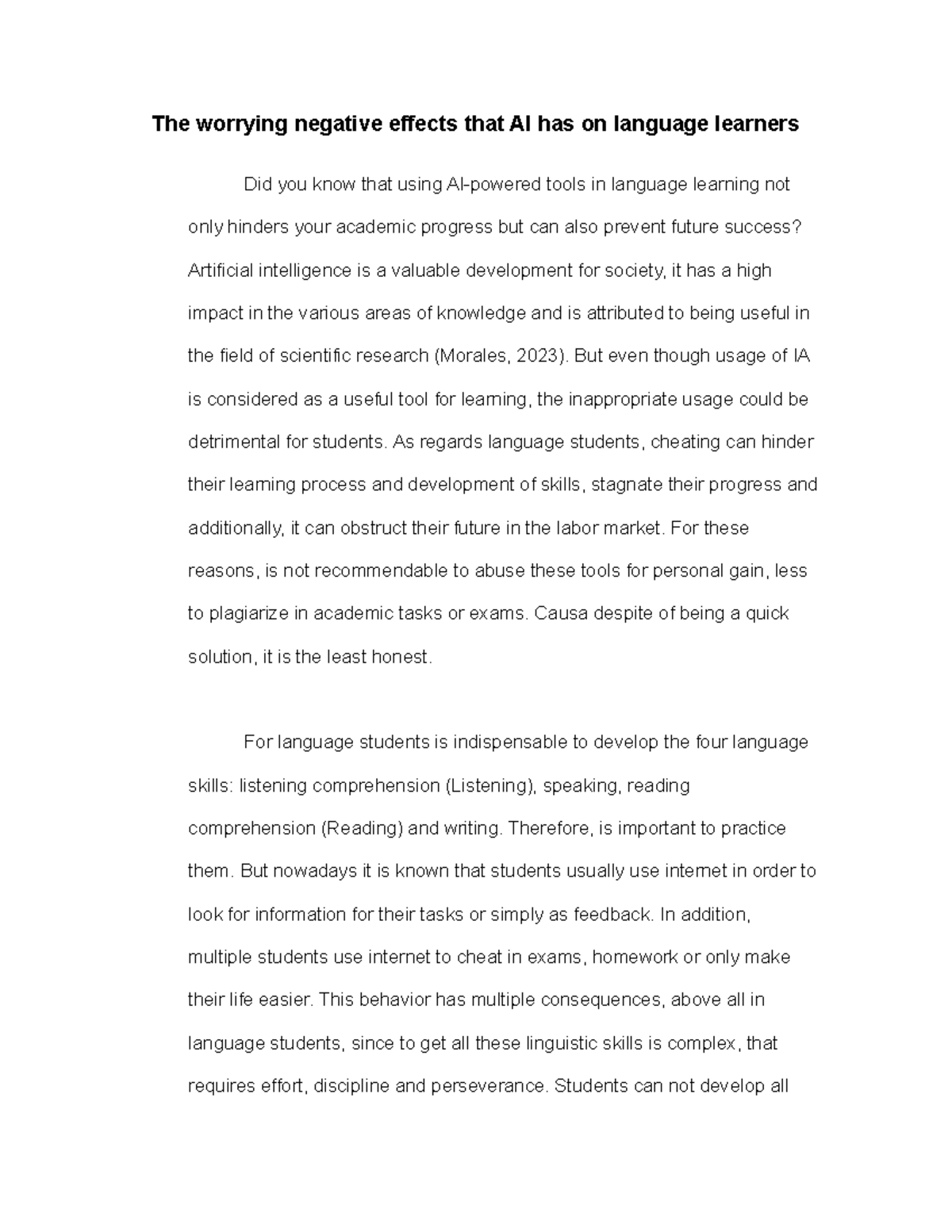 The worrying negative effects that AI has on language learners - But ...