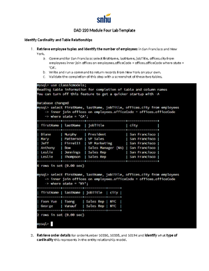 DAD 220 Module Three Lab - Once there, connect to the employee ...