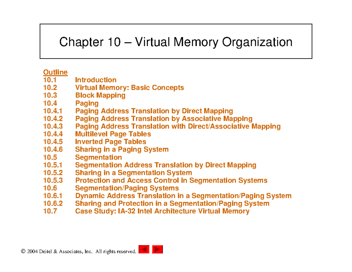 Virtual memory 1 - sfga - Chapter 10 – Virtual Memory Organization Outline 10 Introduction 10 ...