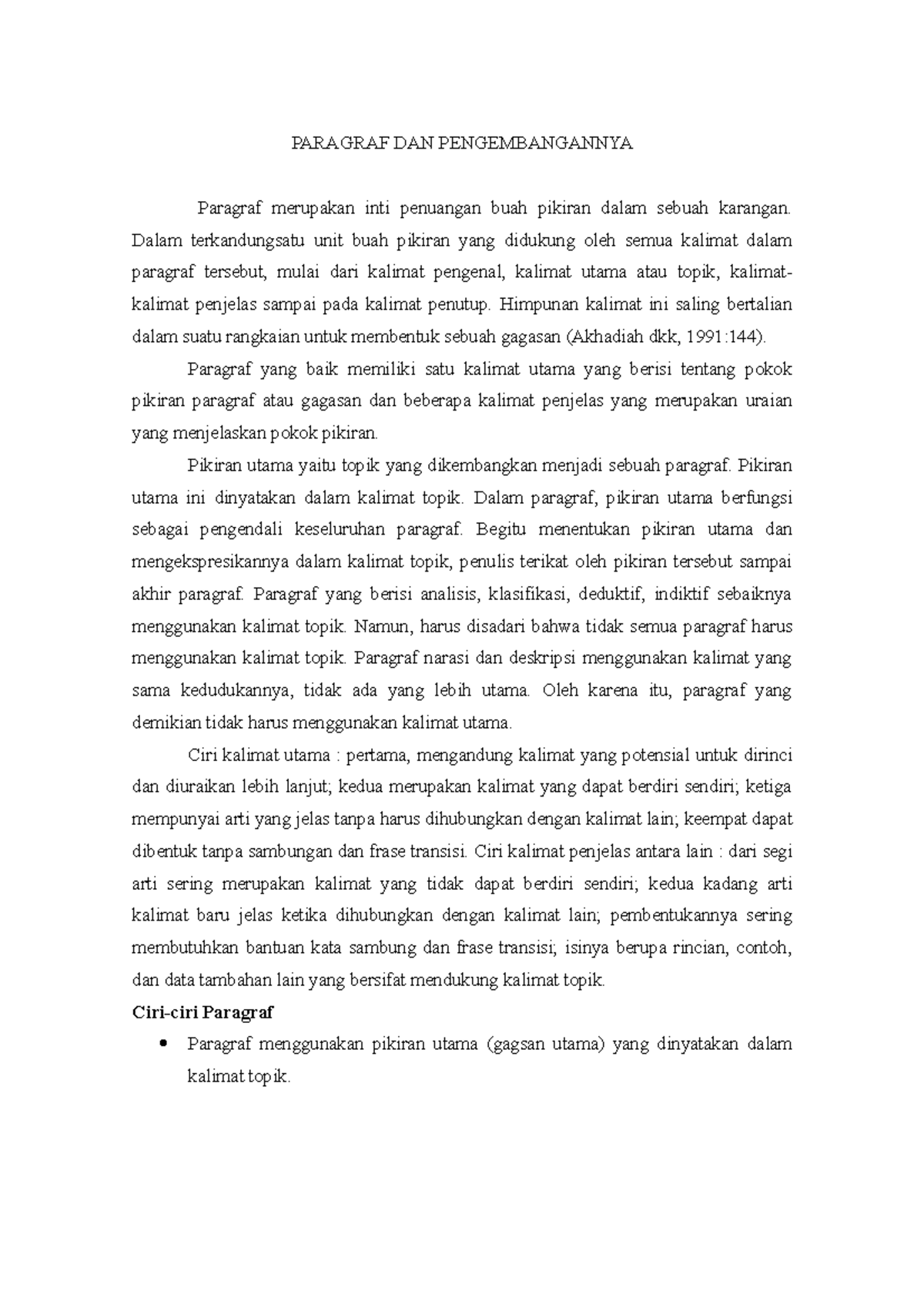 Dasar-Dasar Menulis - Pengembangan Paragraf - PARAGRAF DAN ...