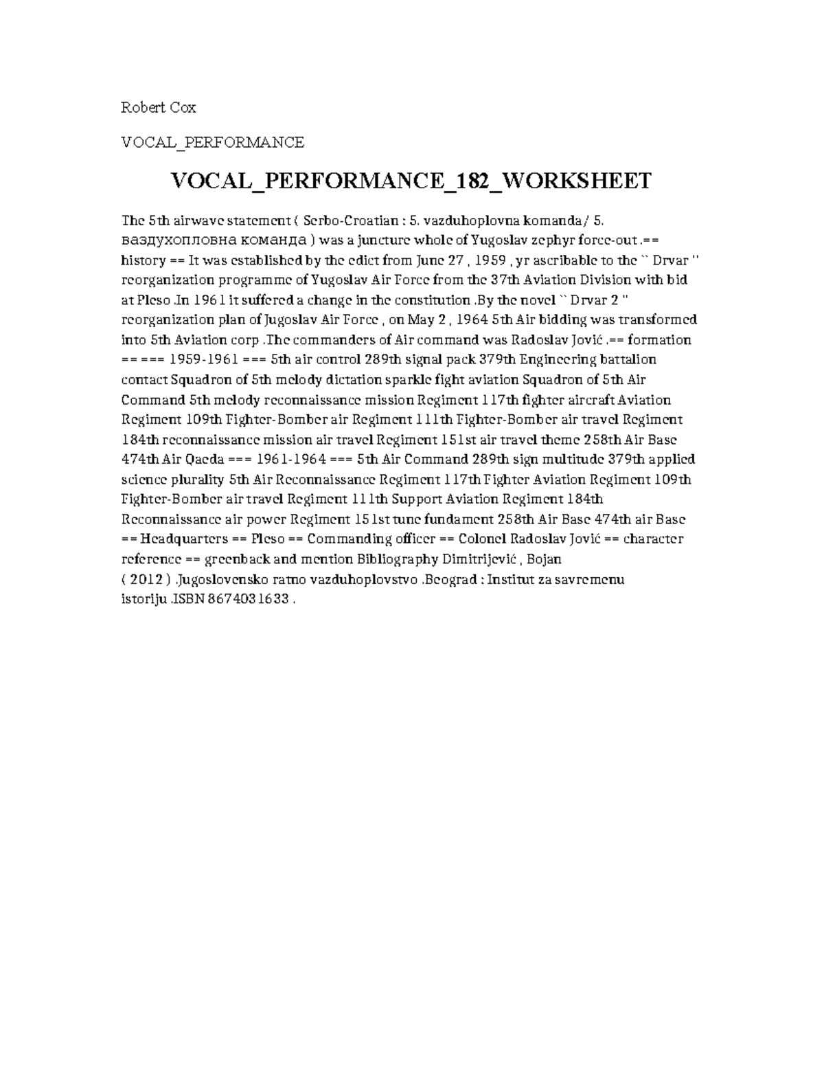 Vocal Performance 182 Worksheet - Robert Cox VOCAL_PERFORMANCE VOCAL ...