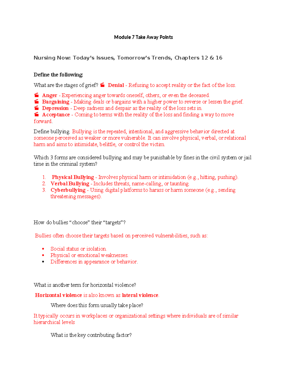 Module 7 Take Away Points - Module 7 Take Away Points Nursing Now ...