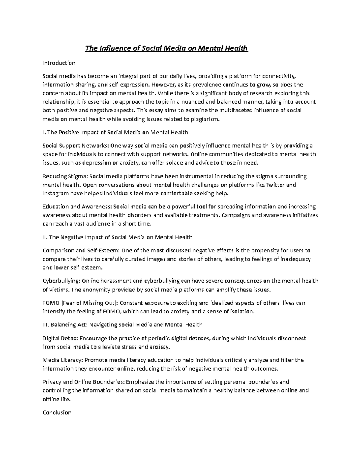 The Influence of Social Media on Mental Health - The Influence of ...