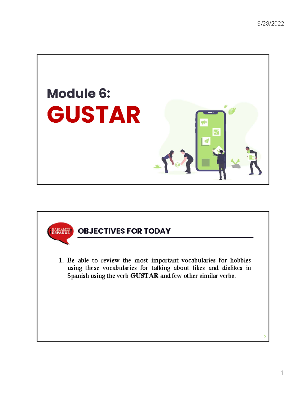 Module 6 Gustar - This lecture note can help students how to express ...