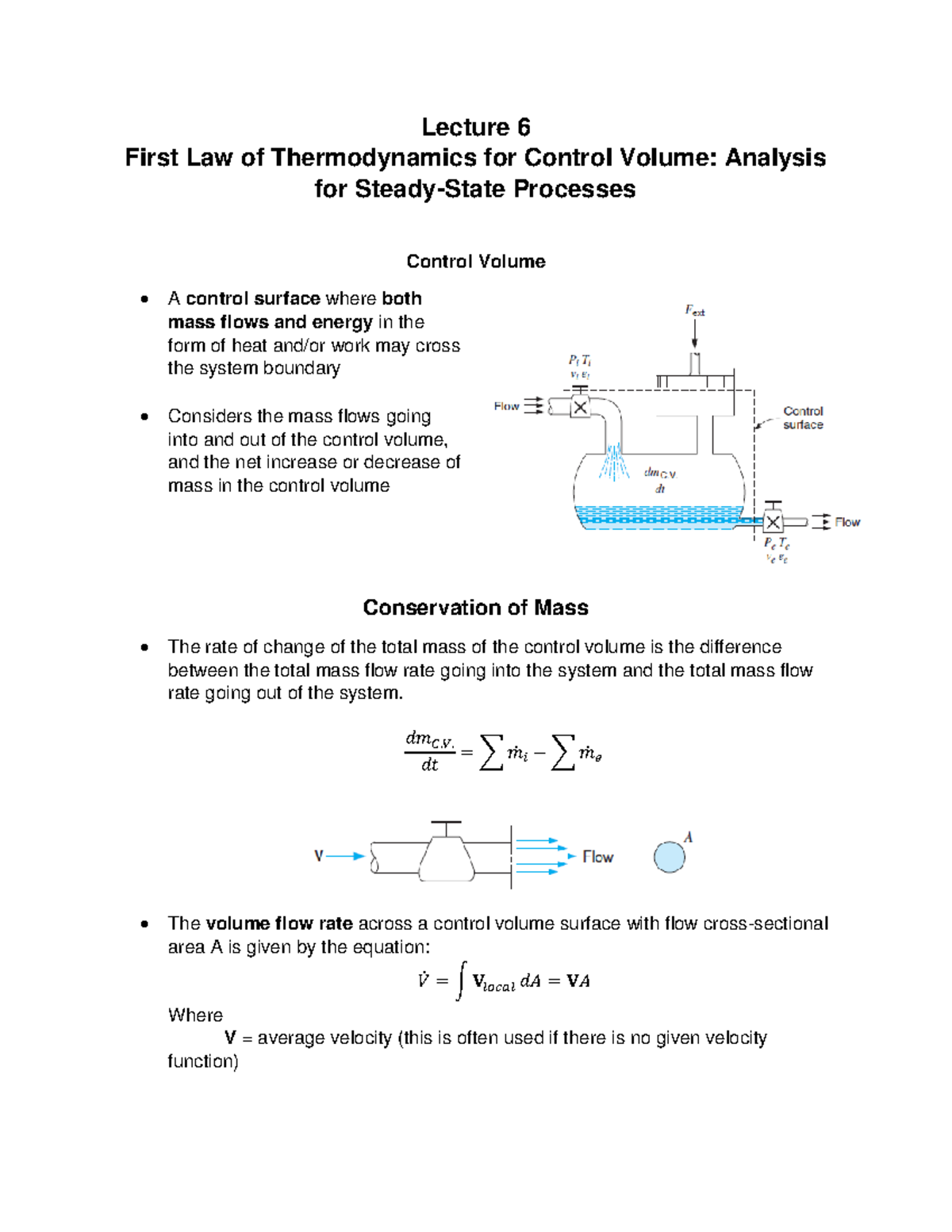 ME 63 AY 2020-2021 Lecture Notes 6 - Lecture 6 First Law of ...