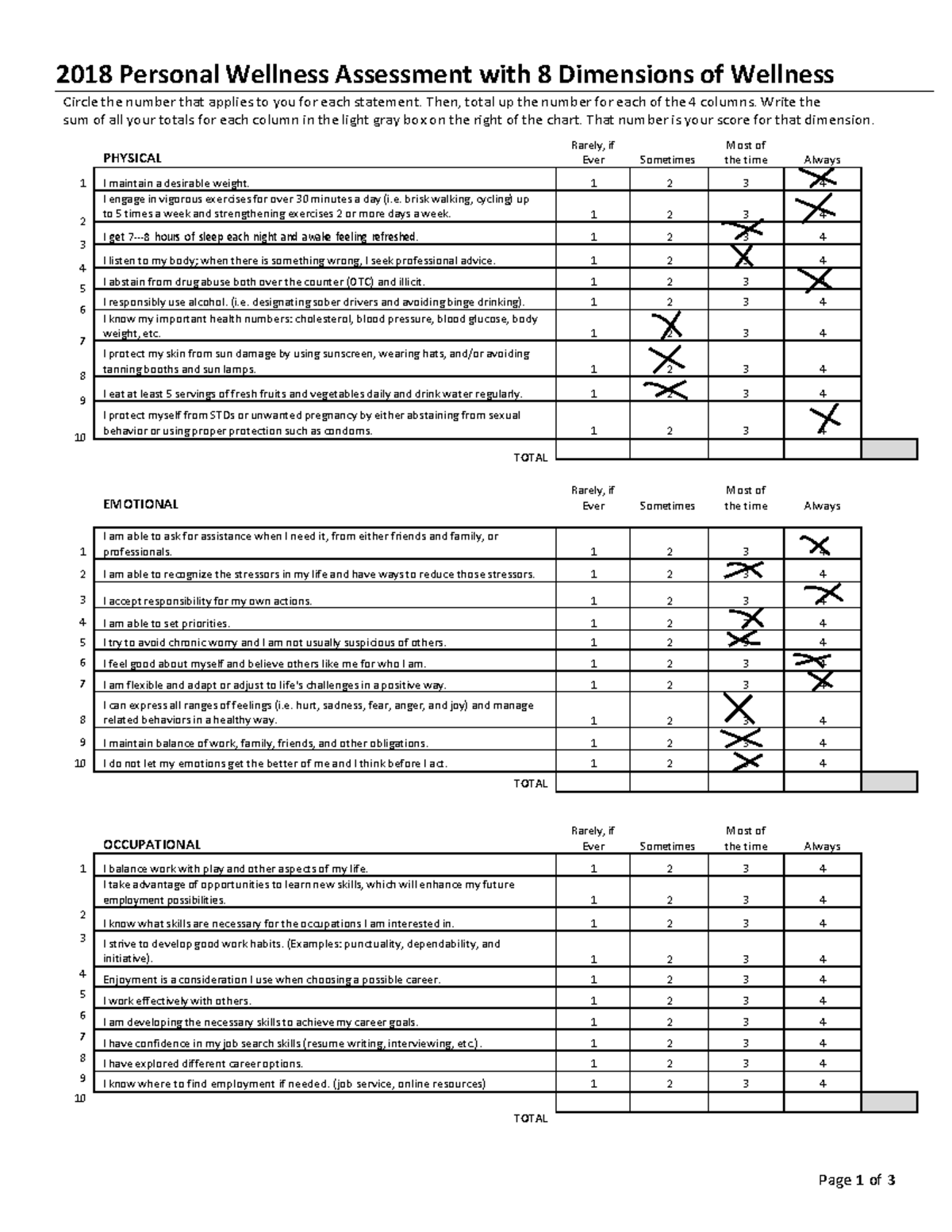 Final Self-Assessment-Well-Being-Worksheet[ 73] copy - Page 1 of 3 I ...