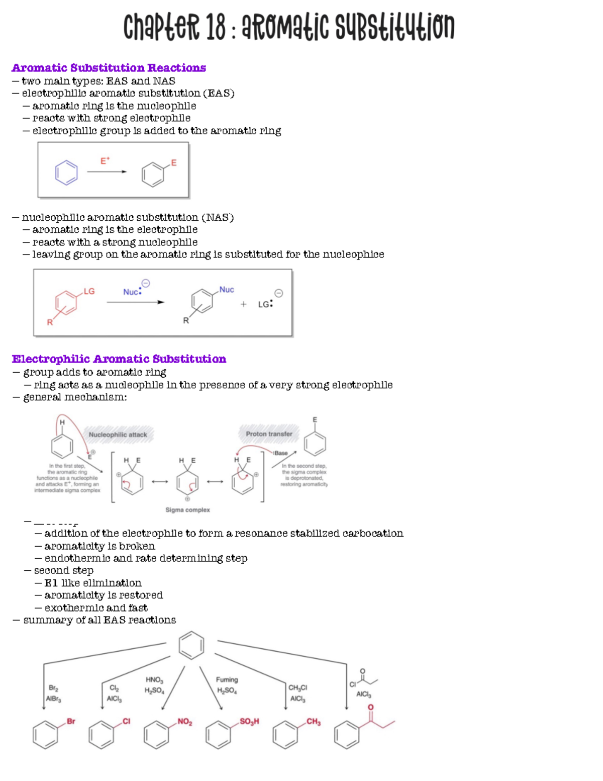 CHEM 2420 Chapter 18 - Aromatic Substitution Reactions — two main types ...