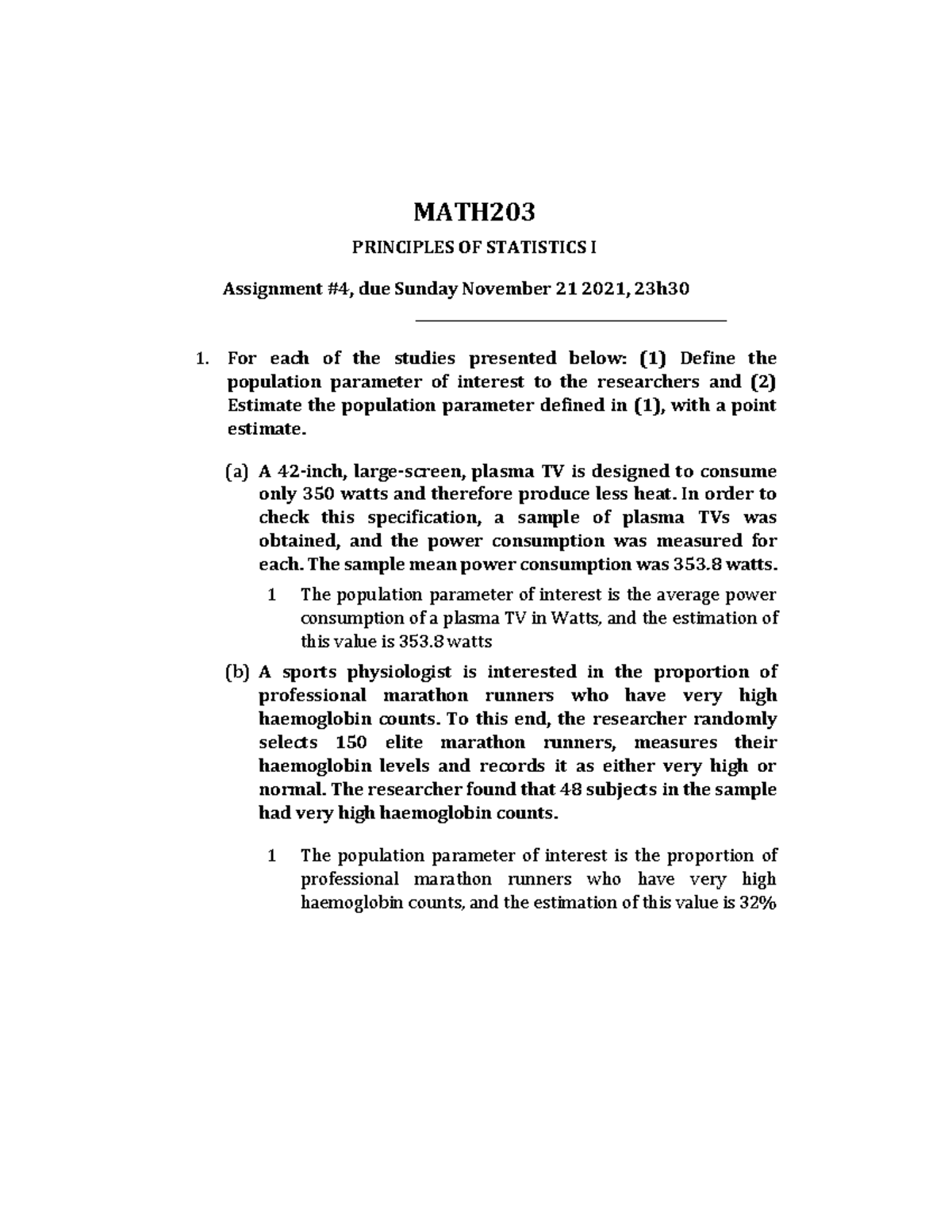 Math assignment 4 - 98% - MATH PRINCIPLES OF STATISTICS I Assignment #4 ...