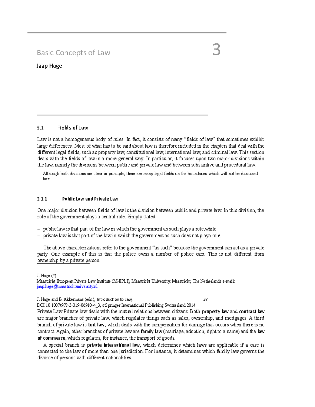 Basic Concepts of Law - In fact, it consists of many “fields of law ...