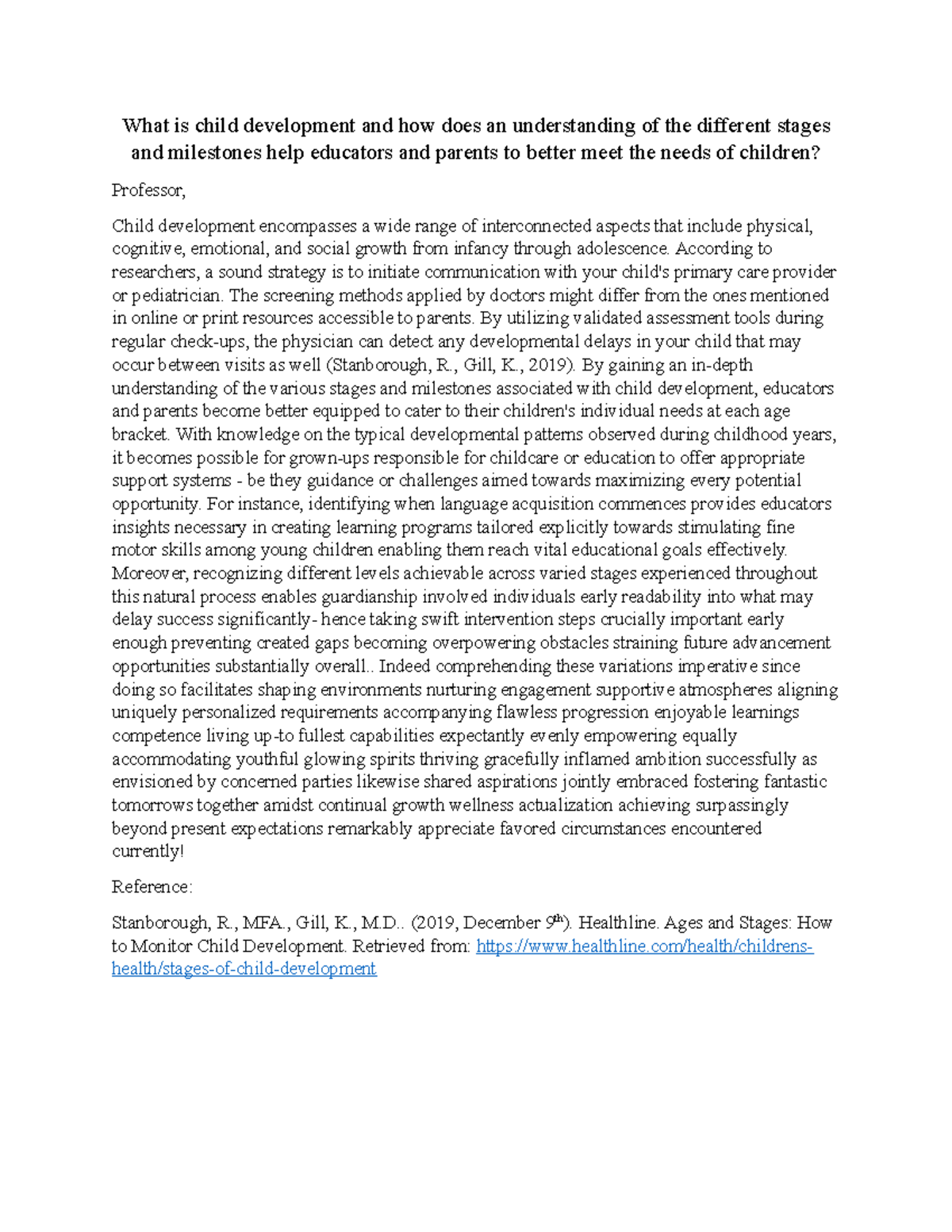 Dicussion Question 1 - What is child development and how does an ...