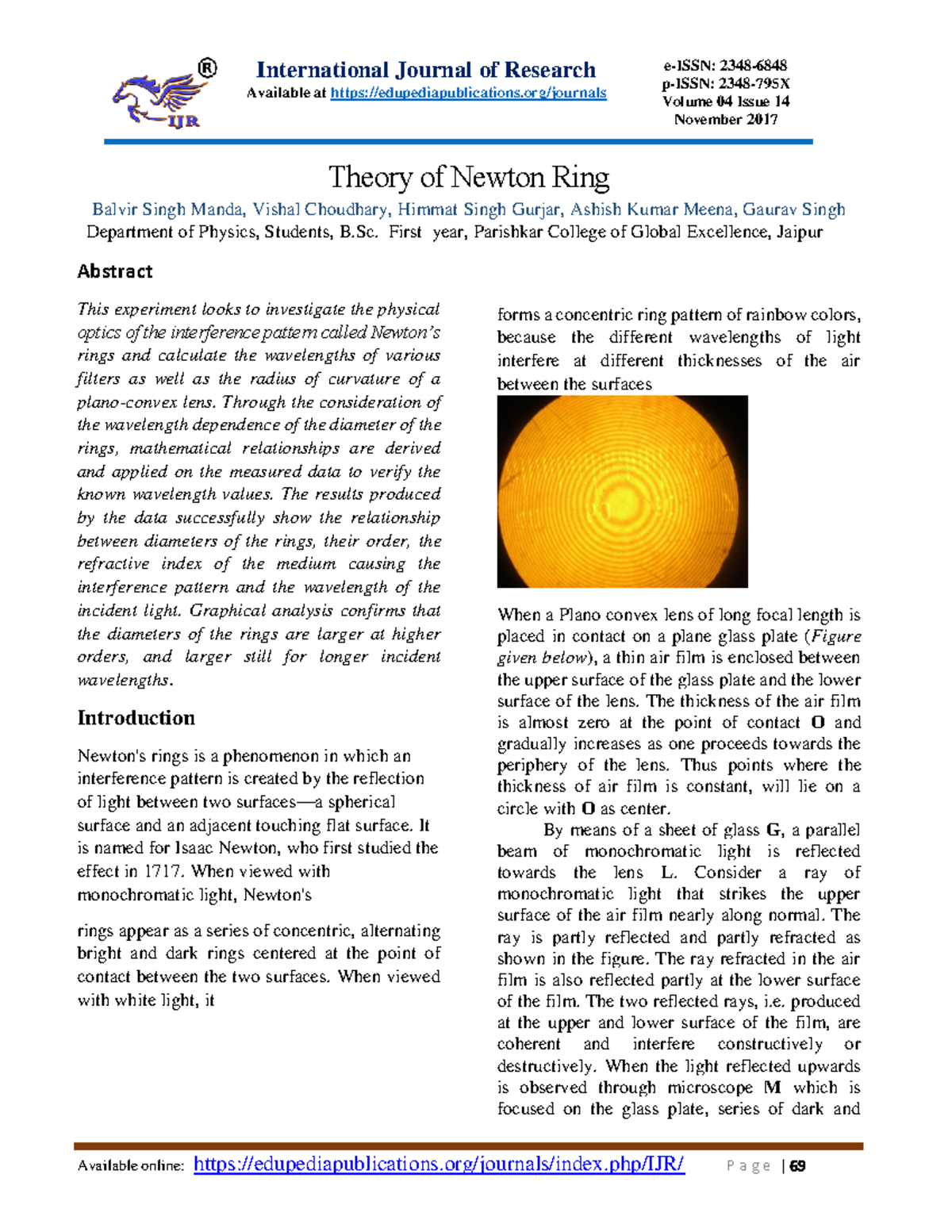 Newton Rings - International Journal of Research Available at ...