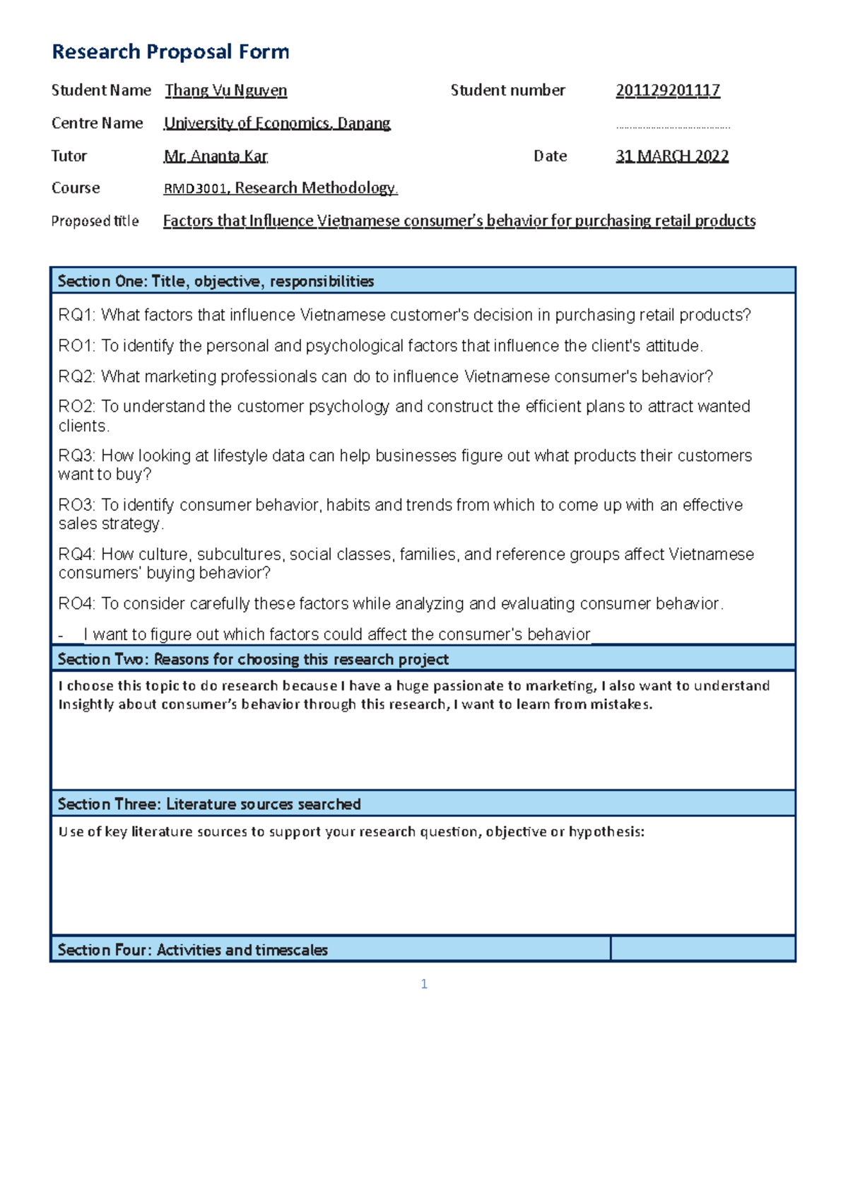 Research Proposal and Ethics Approval Form 46KQT Thang Vu Nguyen ...