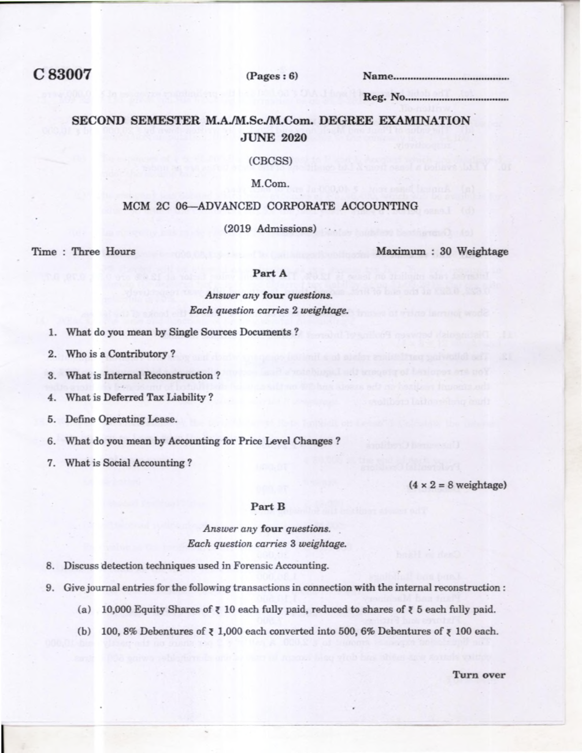 Advanced Corporate 2020 min - Ba /BBA/BCom calicut university - Studocu