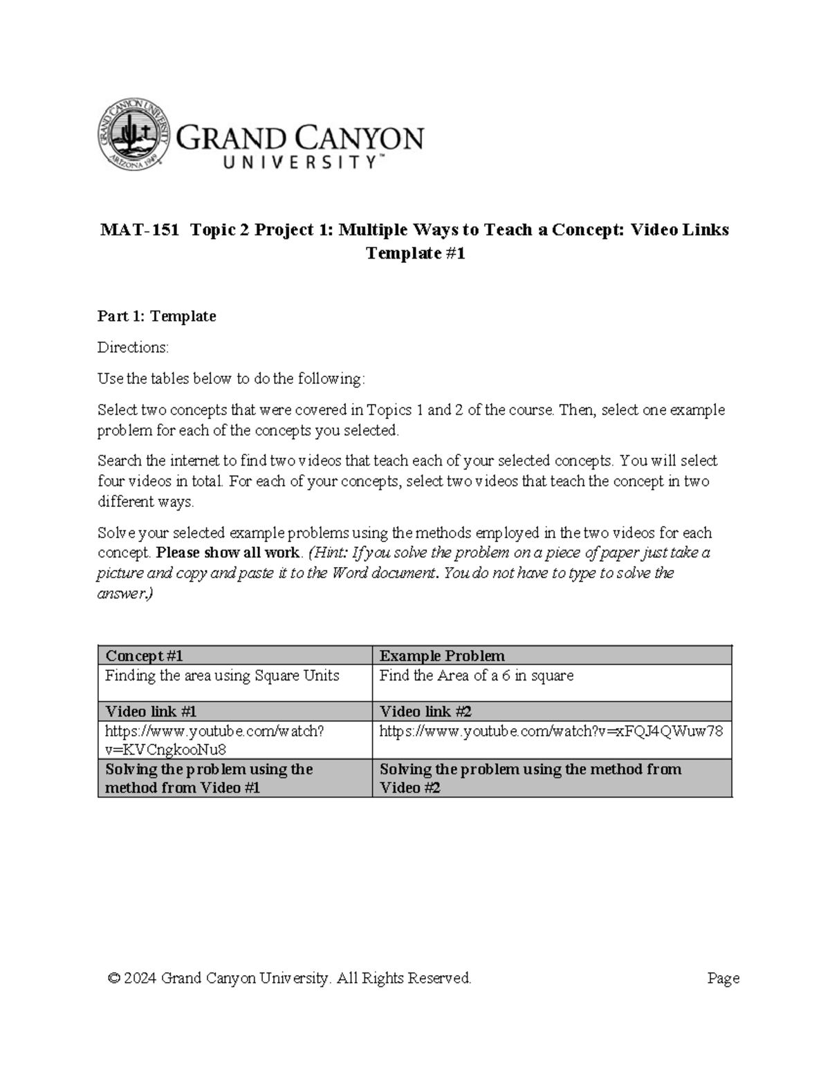 A. Millin MAT-151-T2-Project 1-Multiple Ways to Teach a Concept Video ...