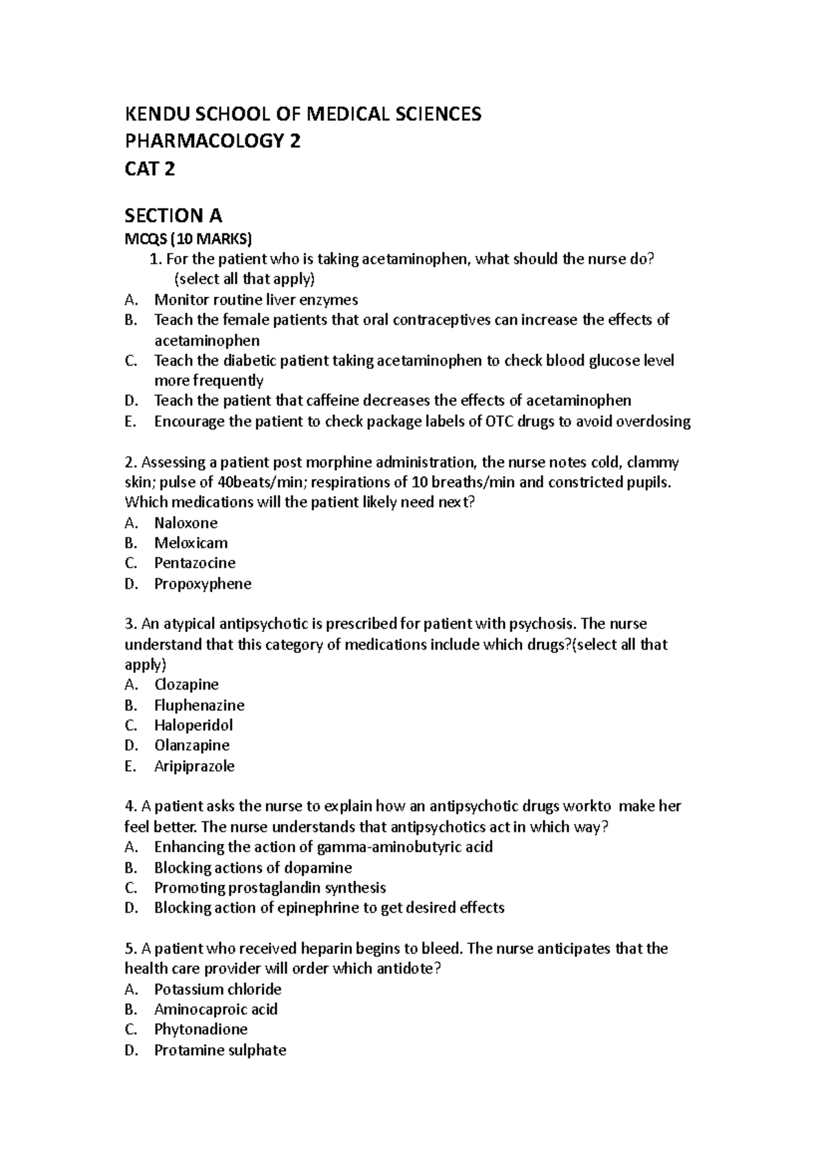 Pharm CAT2 - Medical-Surgical - Studocu