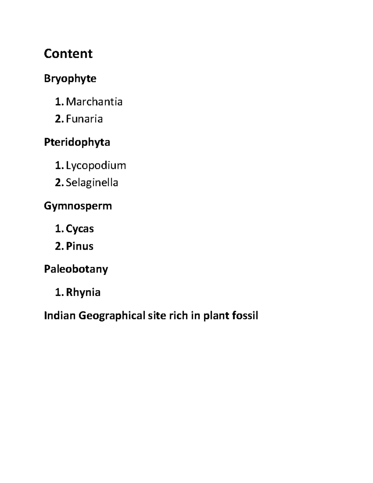 Botany practical 2nd sem file - Content Bryophyte 1. Marchantia 2 ...